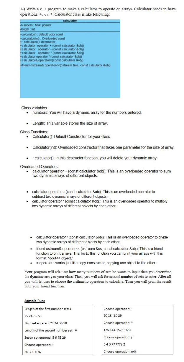 Solved 1-) Write a c++ program to make a calculator to | Chegg.com