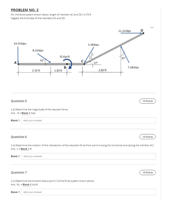 Solved PROBLEM NO. 2 For the force system shown below, | Chegg.com