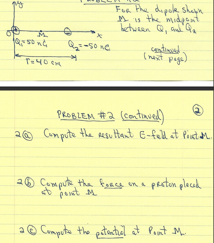 Solved For the dipole shown M is the midpoint between Q1 and | Chegg.com