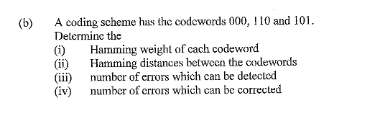 Solved (b) A coding scheme has the codewords 000, 110 and | Chegg.com