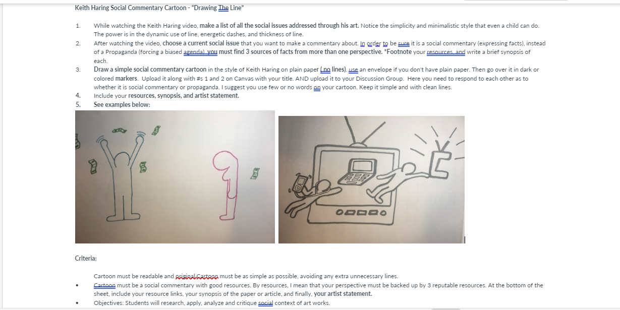 Keith Haring Social Commentary Cartoon - ﻿"Drawing | Chegg.com