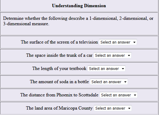 Solved Understanding Dimension Determine whether the | Chegg.com