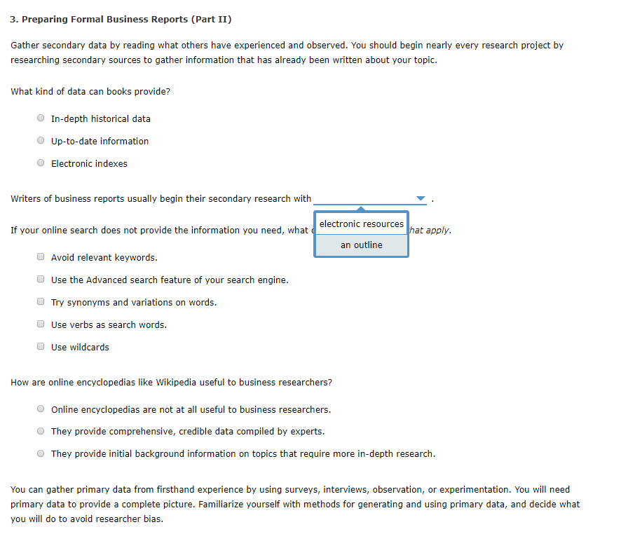 Solved 3. Preparing Formal Business Reports (Part II) Gather | Chegg.com