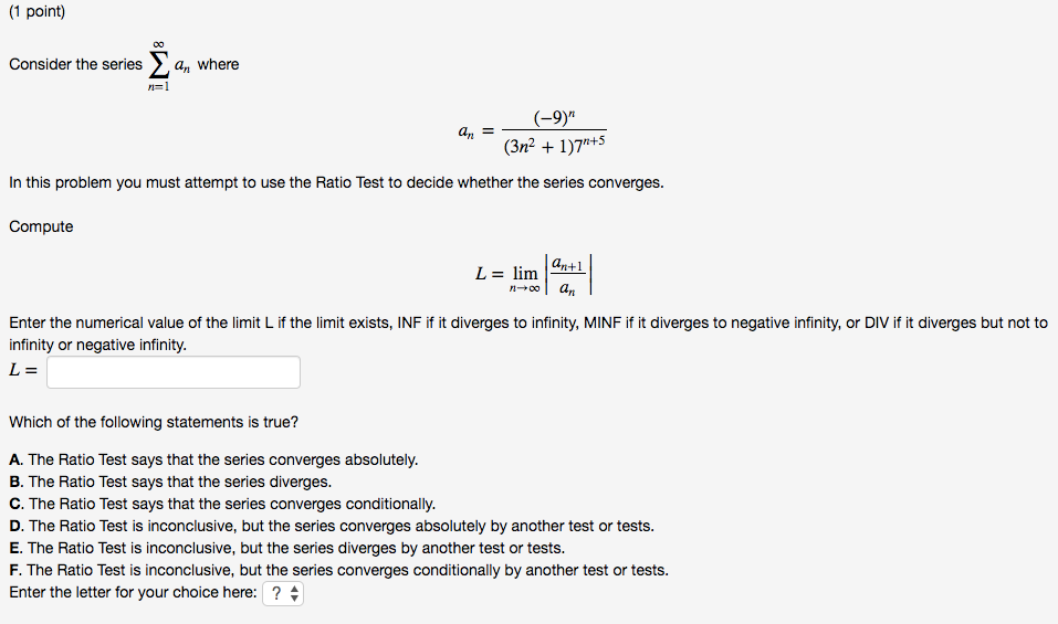 Solved In this problem you must attempt to use the Ratio | Chegg.com