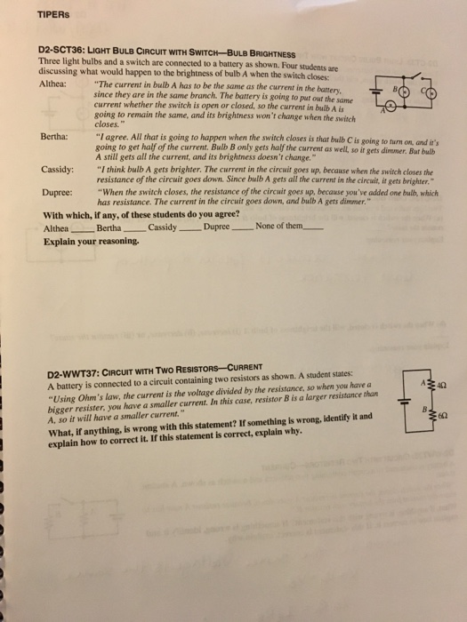 Solved TIPERS D2-SCT36: LIGHT BULB CIRCUIT WITH SWITCH-BULB | Chegg.com