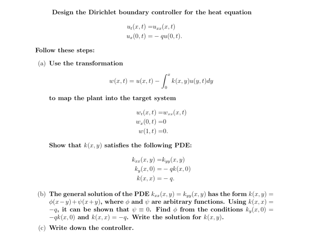 Solved Design the Dirichlet boundary controller for the heat | Chegg.com