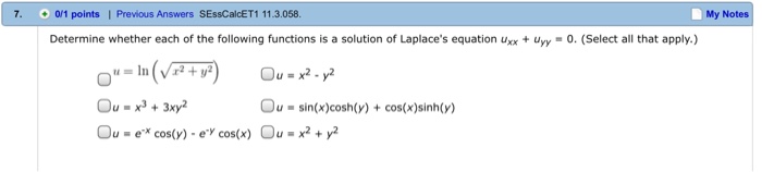 Solved 7. 01 points| Previous Answers SEssCalcET1 11.3.058. | Chegg.com Solved 7. 01 points| Previous Answers SEssCalcET1 11.3.058. | Chegg.com