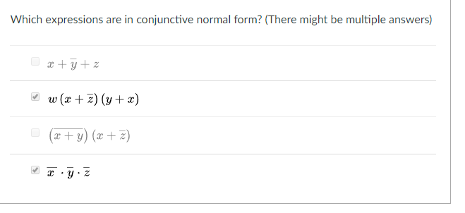 Solved Which expressions are in disjunctive/conjunctive | Chegg.com