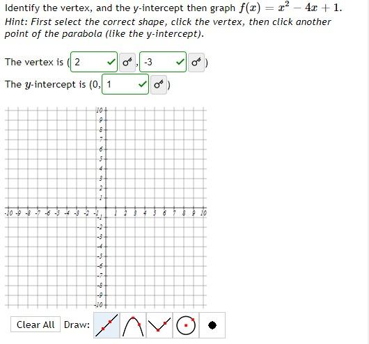 Solved Identify the vertex, and the y-intercept then graph | Chegg.com