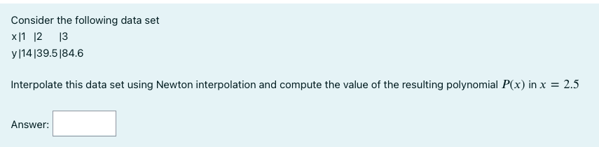 Solved Consider the following data | Chegg.com