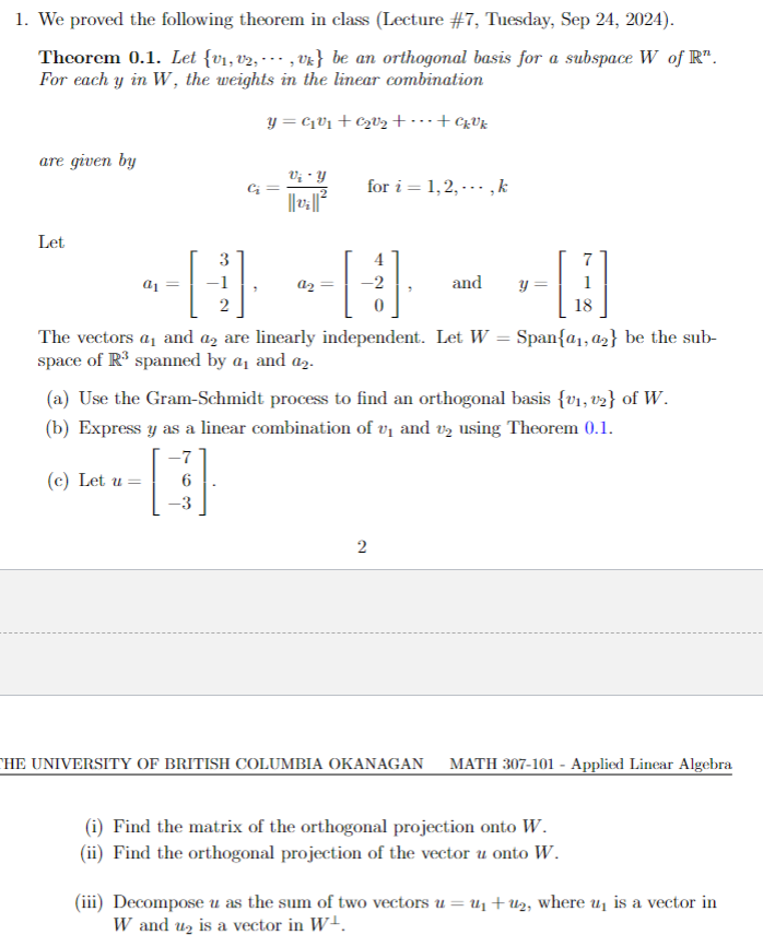 Solved We proved the following theorem in class (Lecture #7, | Chegg.com