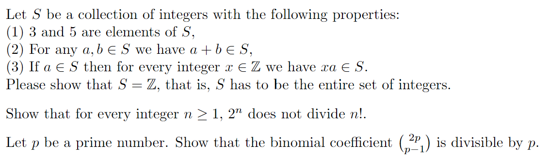 Solved Let S be a collection of integers with the following | Chegg.com