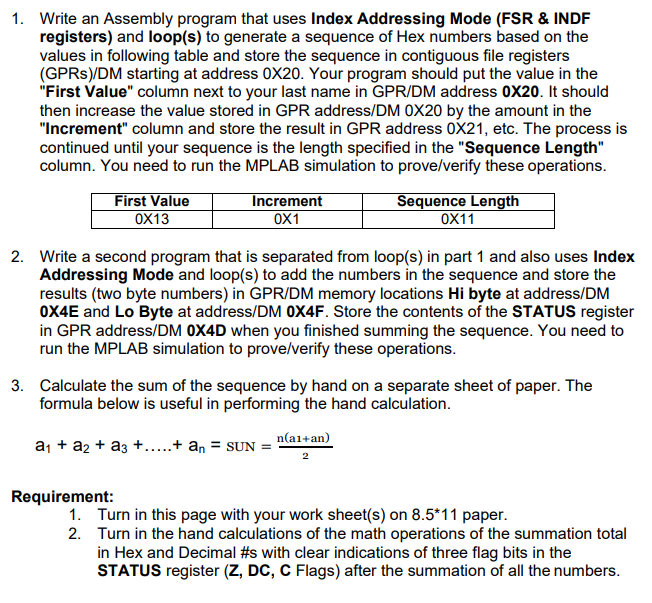 Solved 1. Write an Assembly program that uses Index | Chegg.com