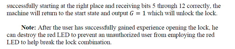 Solved Task: Design an electronic combination lock state | Chegg.com