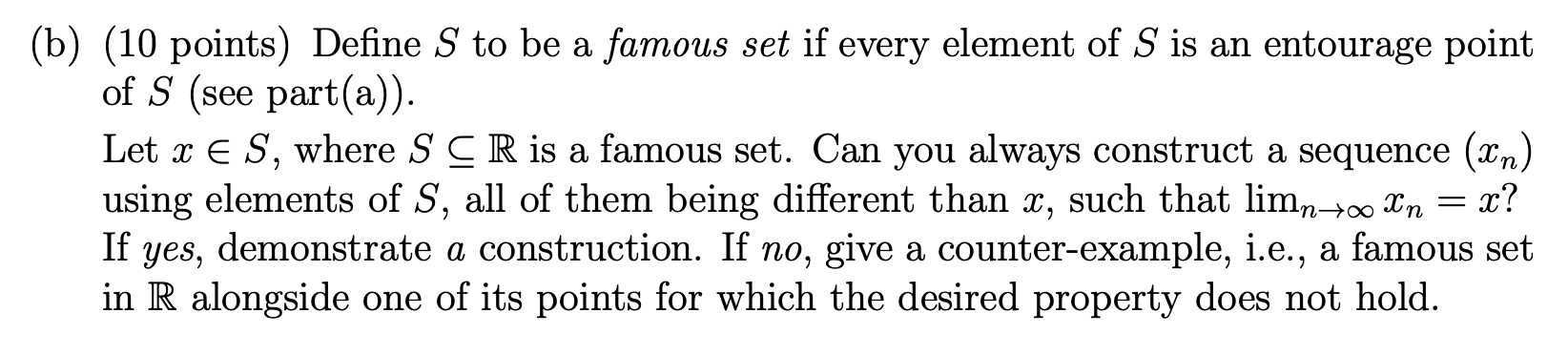 Solved 1. (15 points) Define x to be an entourage point of | Chegg.com