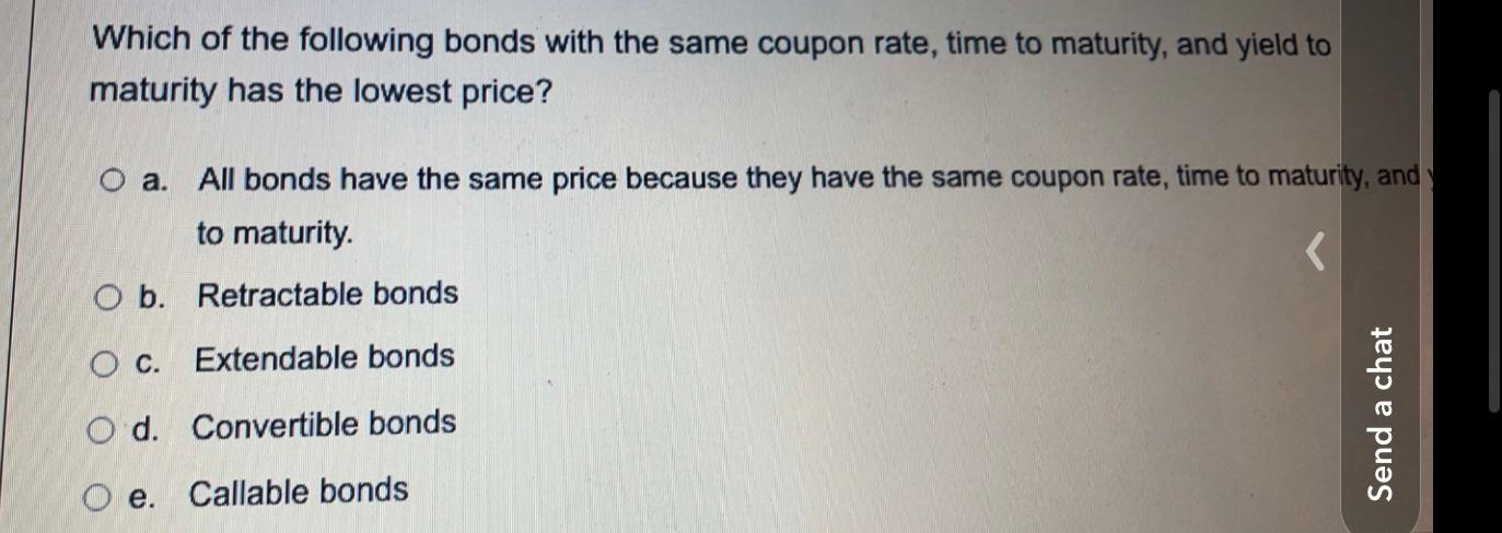 Solved Which of the following bonds with the same coupon | Chegg.com