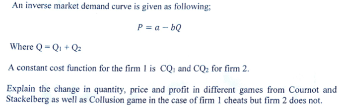Solved An inverse market demand curve is given as following; | Chegg.com