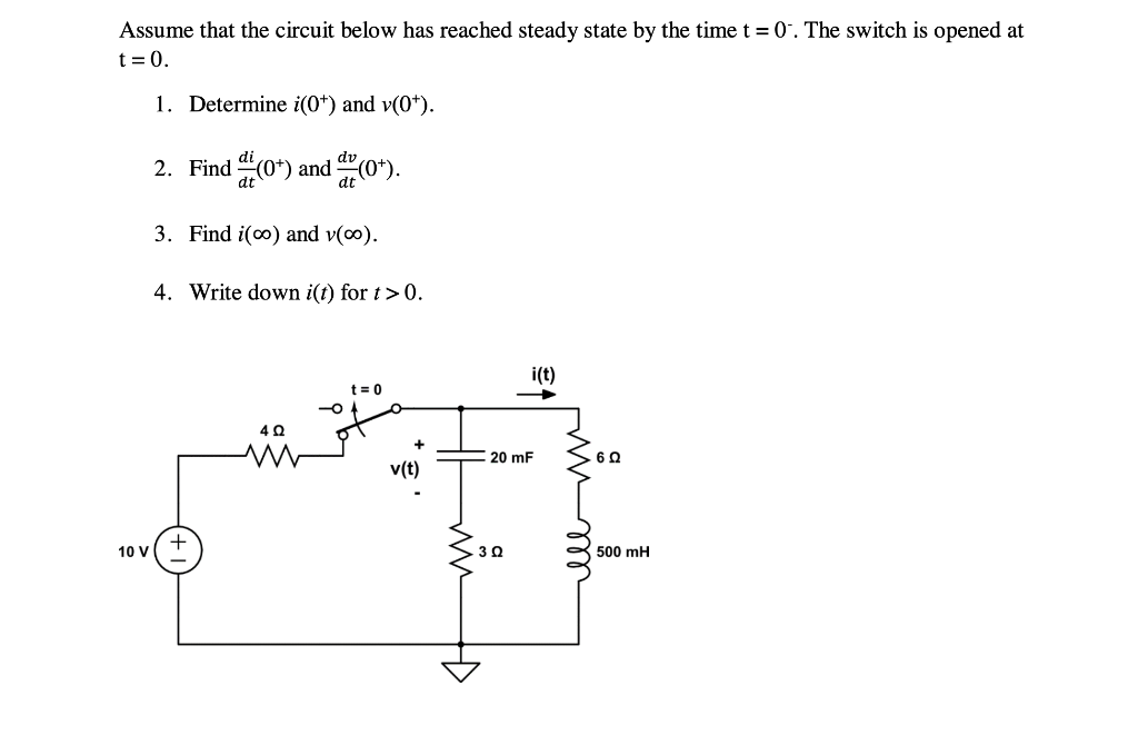 Solved Assume that the circuit below has reached steady | Chegg.com