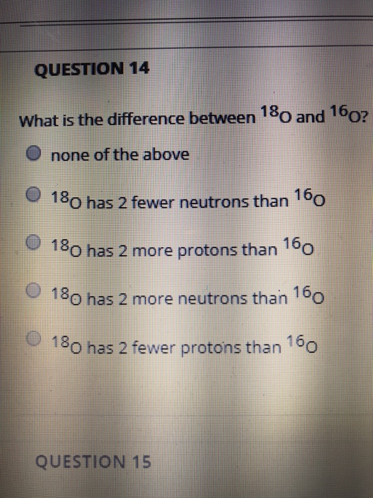 Solved QUESTION 14 What is the difference between 18o and | Chegg.com