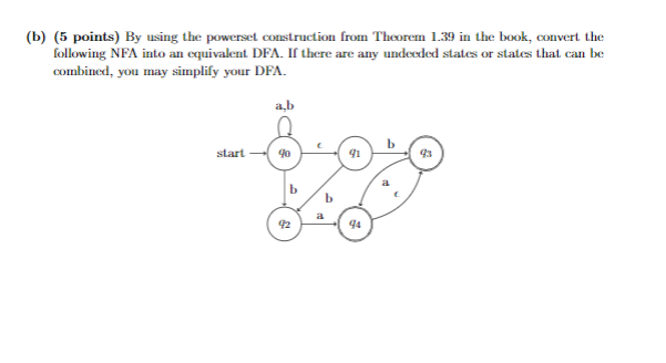 Solved (b) (5 points) By using the powerset construction | Chegg.com
