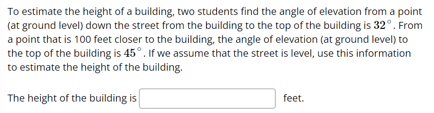 Solved To estimate the height of a building, two students | Chegg.com