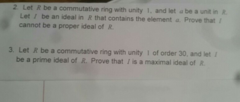 Solved 2 Let R Be A Commutative Ring With Unity 1 And Let