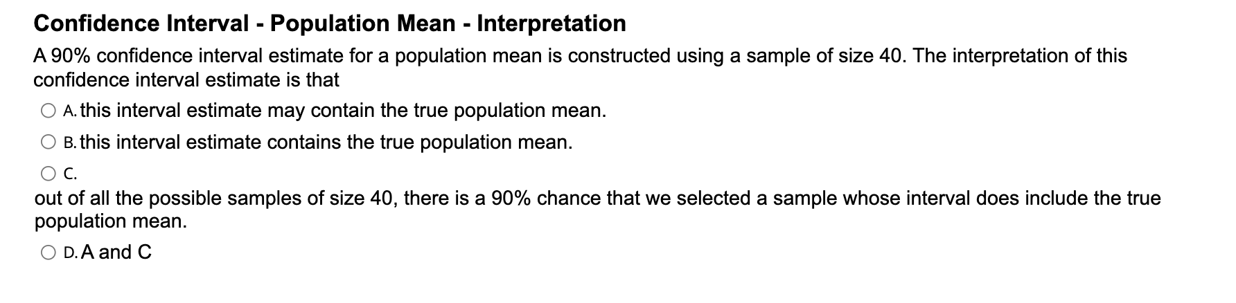 Solved Confidence Interval - Population Mean - Sample Size | Chegg.com