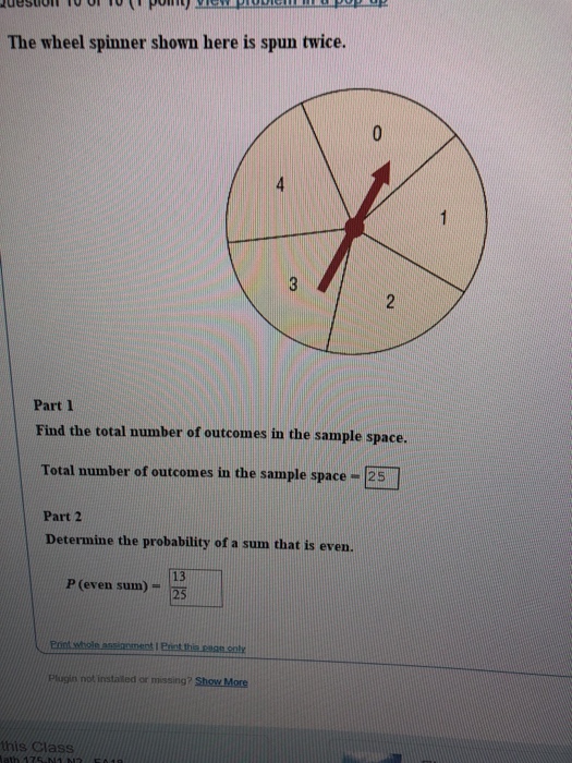 Solved The wheel spinner shown here is spun twice. Part 1 | Chegg.com