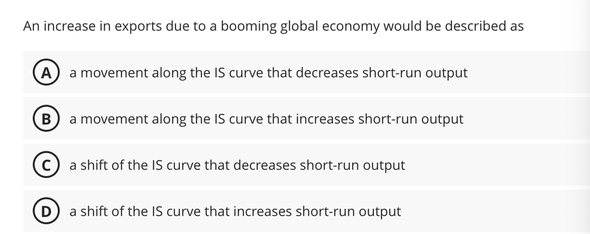 Solved An increase in exports due to a booming global | Chegg.com