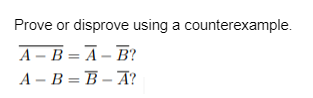 Prove or disprove using a counterexample. | Chegg.com