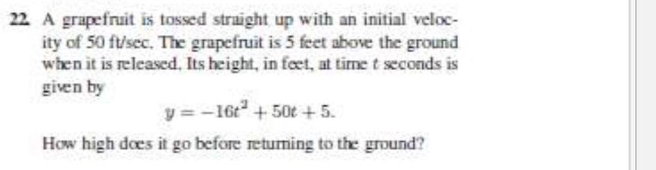 Solved A grapefruit is tossed straight up with an initial | Chegg.com