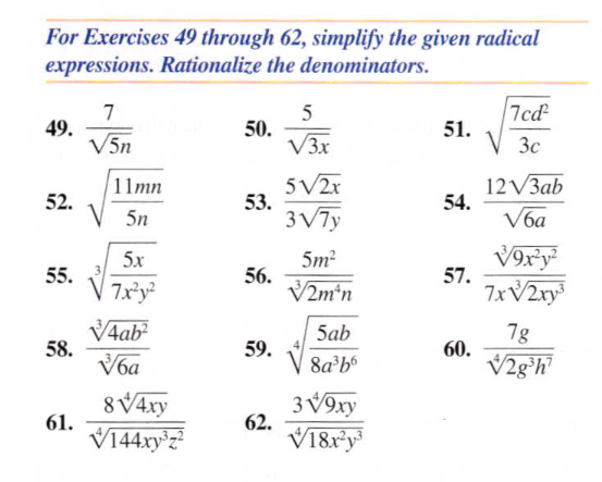 Solved For Exercises 49 through 62, simplify the given | Chegg.com