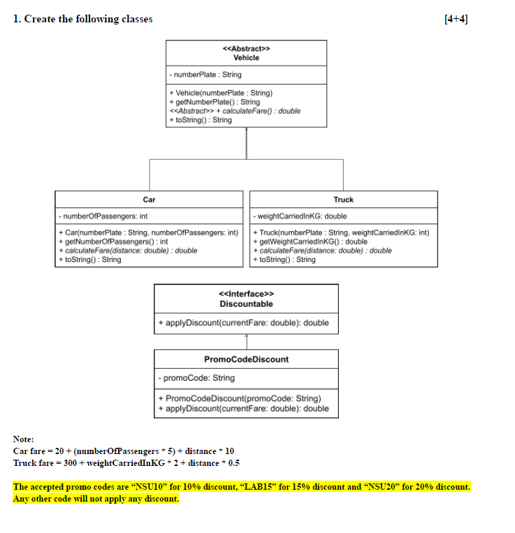 Solved 1. C Note Car Truc The Any2. In the Main class create | Chegg.com