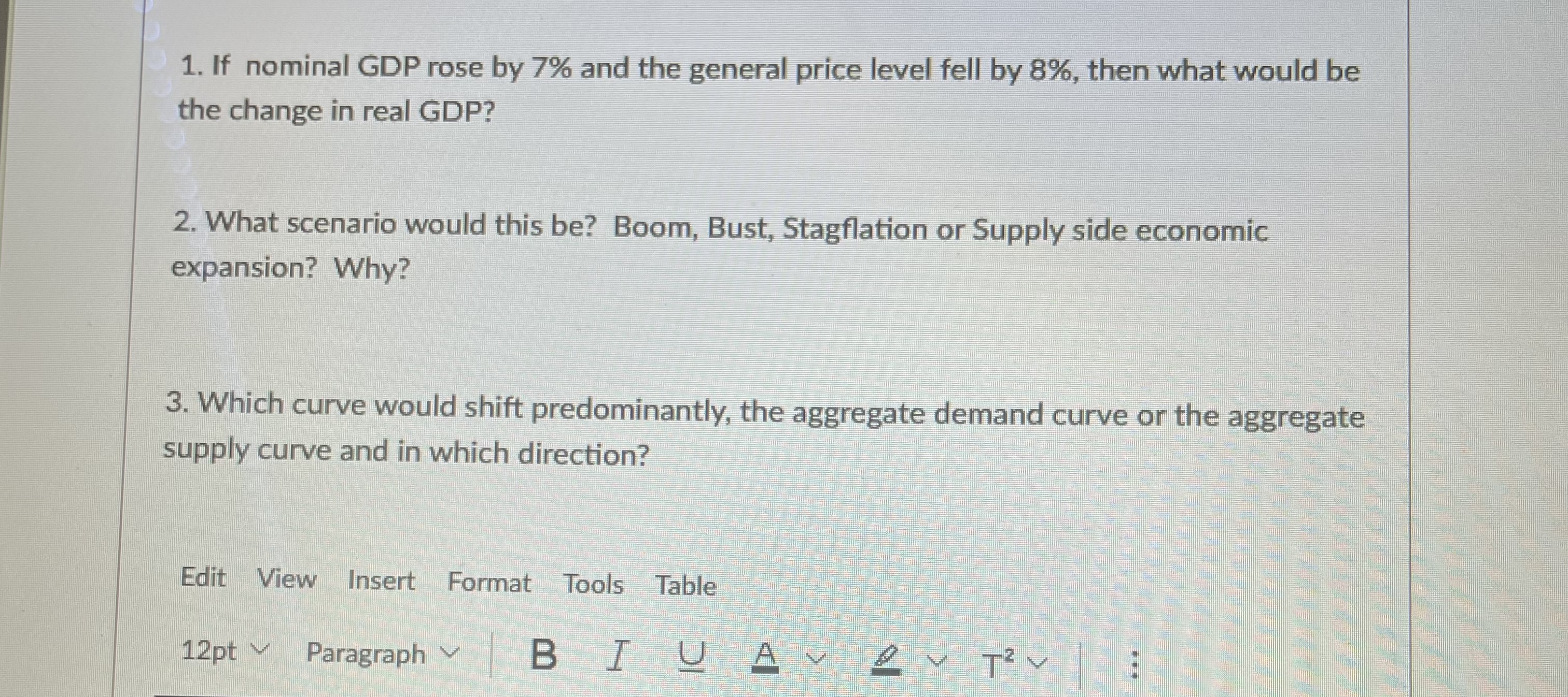 Solved If nominal gdp rose by 7% and the general price level | Chegg.com