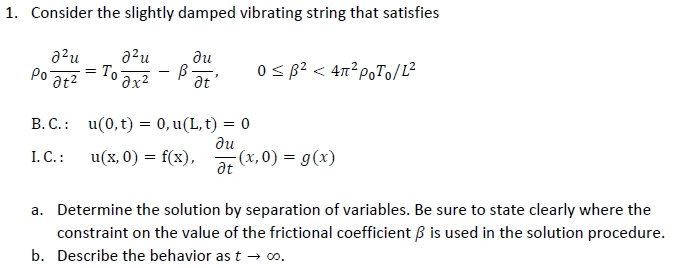 Solved 1. Consider the slightly damped vibrating string that | Chegg.com
