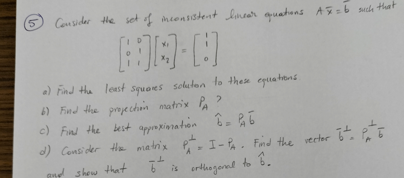 Solved (5) ﻿Consider the set of ﻿inconsistent linear | Chegg.com