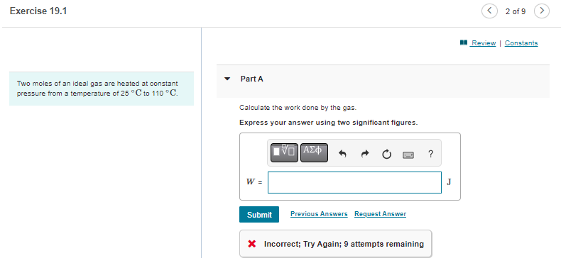 Solved Exercise 19.1 2 of 9 Review Constants Part A Two | Chegg.com