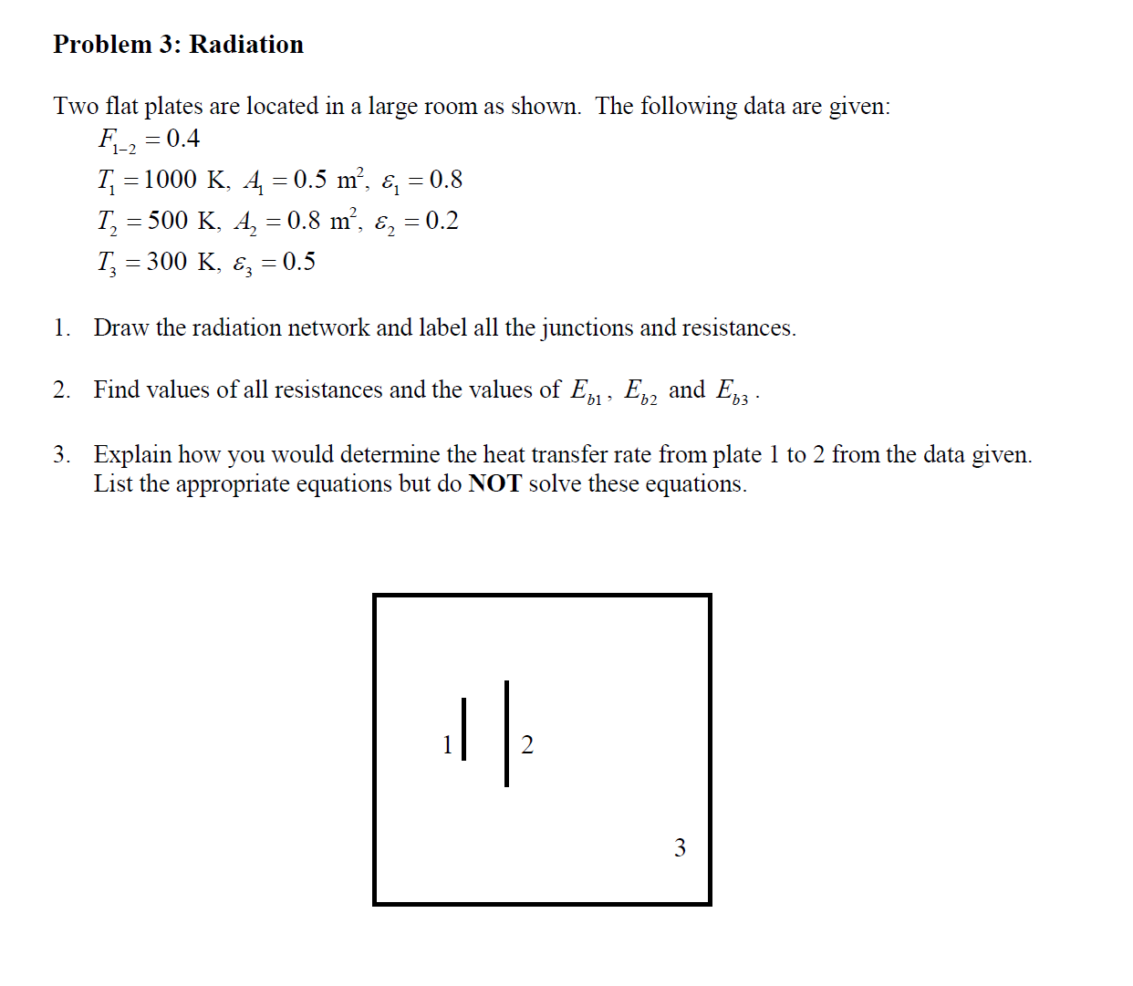 Solved Two flat plates are located in a large room as shown. | Chegg.com
