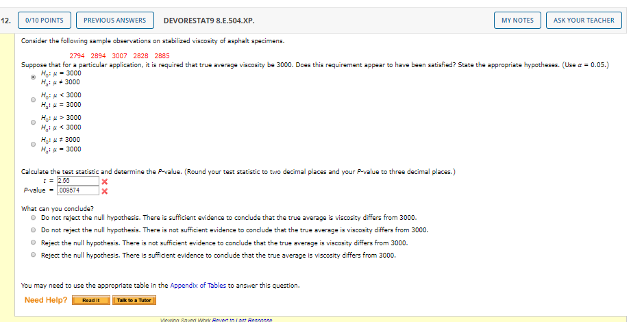 Solved 12.0/10 POINTS PREVIOUS ANSWERS DEVORESTAT9 | Chegg.com
