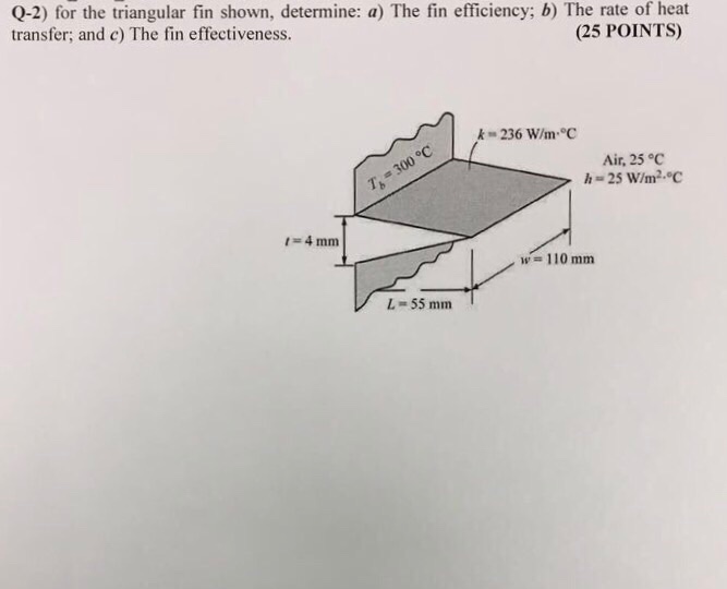 Solved For the triangular fin shown, determine: a) The fin | Chegg.com Solved For the triangular fin shown, determine: a) The fin | Chegg.com