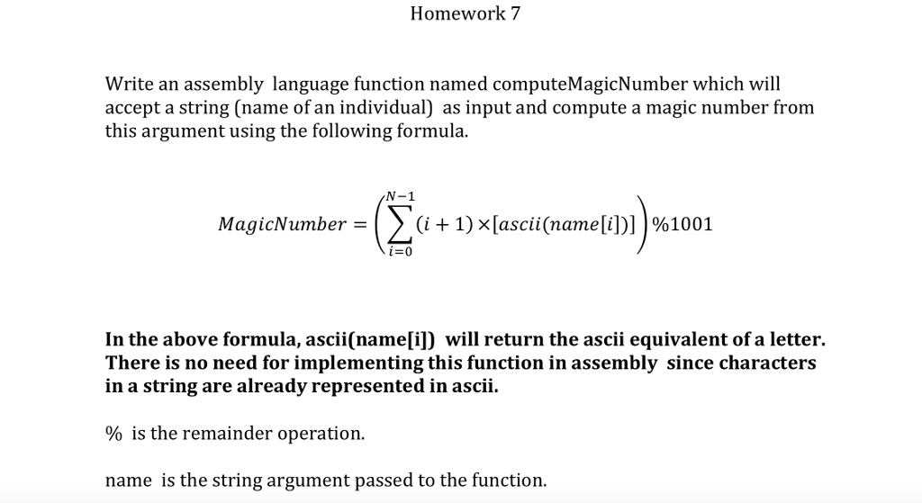Solved Homework 7 Write An Assembly Language Function Named