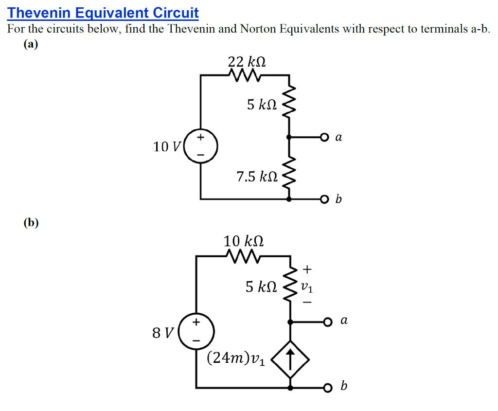 Solved Thevenin Equivalent Circuit For the circuits below, | Chegg.com