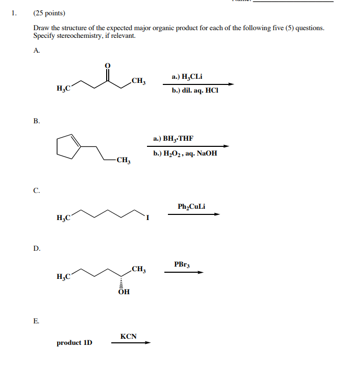 Solved (25 points) Draw the structure of the expected major | Chegg.com