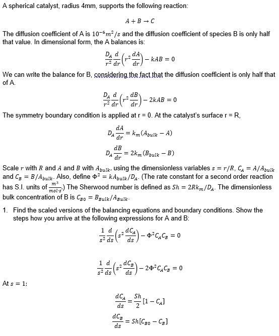 Solved A spherical catalyst, radius 4mm, supports the | Chegg.com