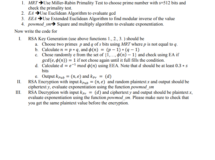 1. MRT > Use Miller-Rabin Primality Test to choose | Chegg.com