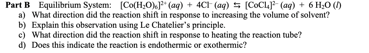 Solved Part B Equilibrium System: | Chegg.com