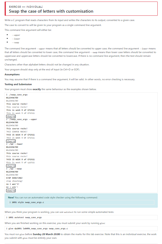 Solved EXERCISE — INDIVIDUAL Swap the case of letters with | Chegg.com