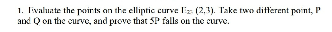 Solved 1. Evaluate the points on the elliptic curve | Chegg.com