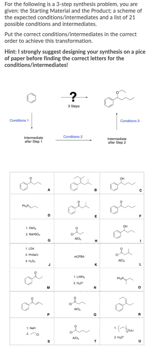 Solved For the following is a 3-step synthesis problem, you | Chegg.com