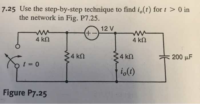 Solved 7.25 Use the step-by-step technique to find io(t) for | Chegg.com